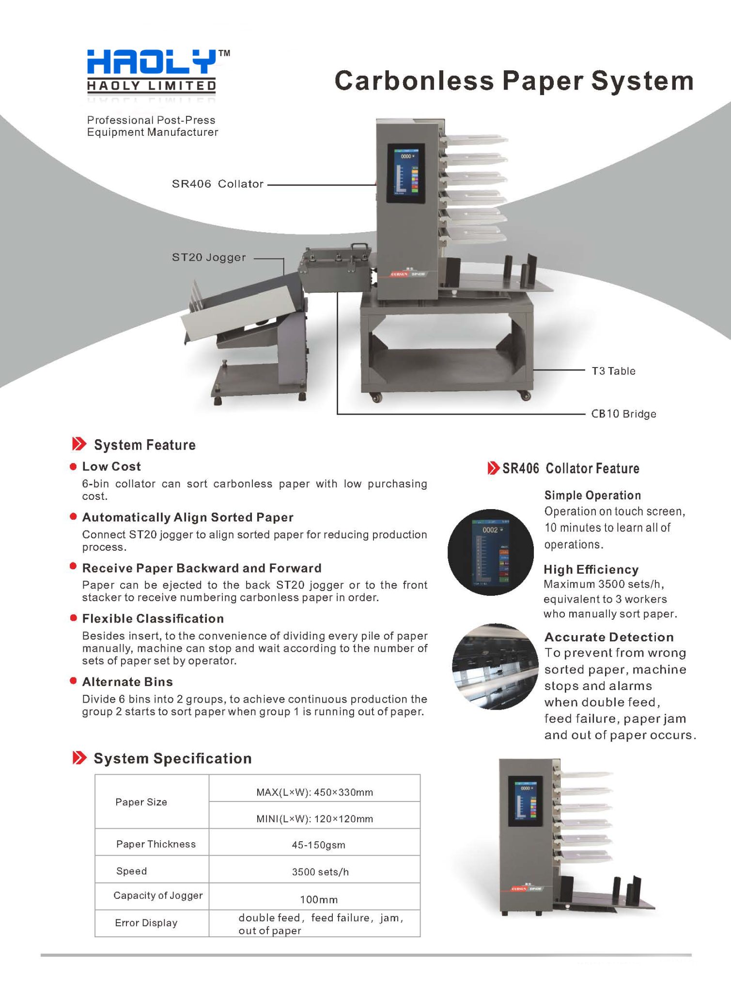 HL-SR406 Friction Six station paper collator
